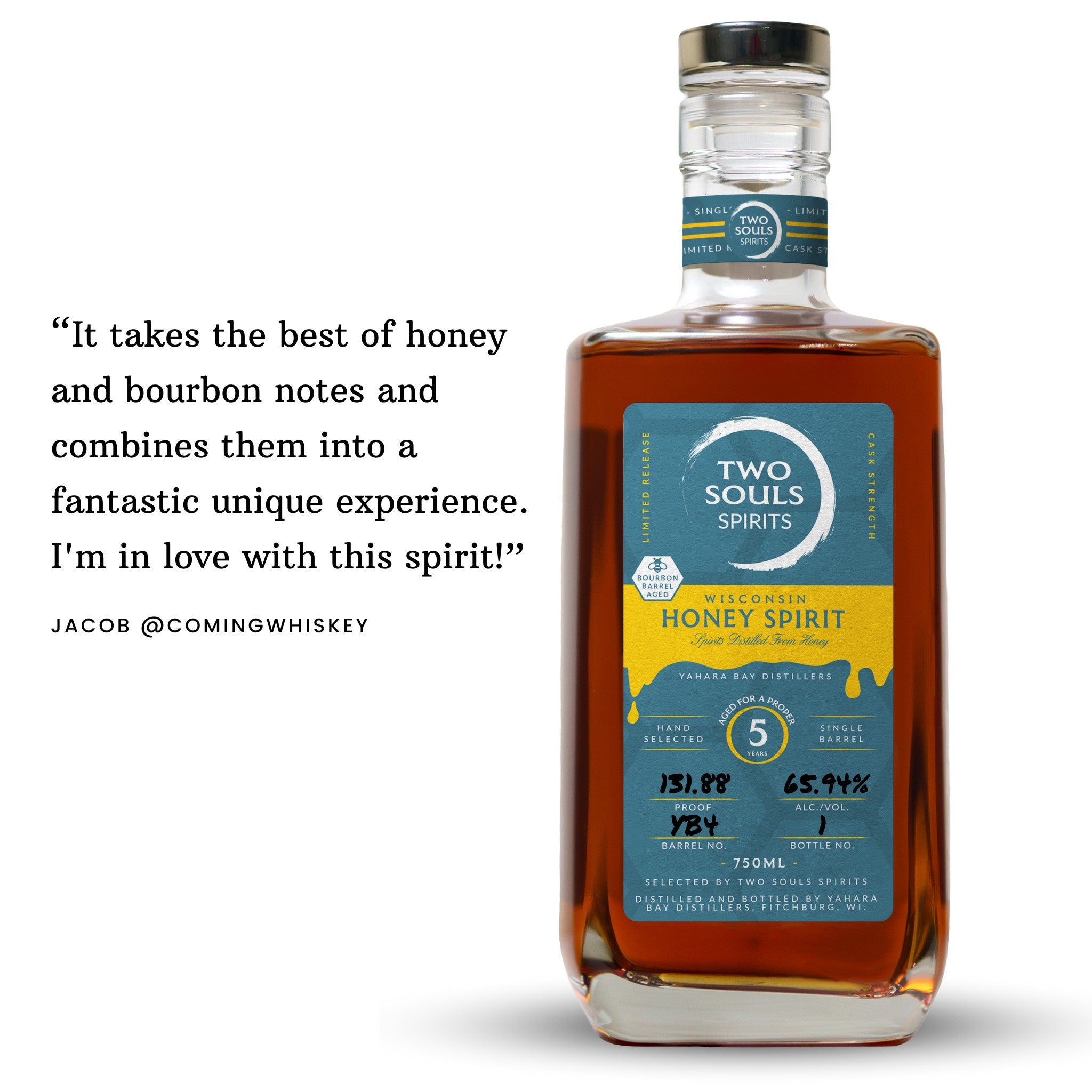 5-Year Wisconsin Honey Spirit Aged in a Bourbon Barrel Featuring Yahar